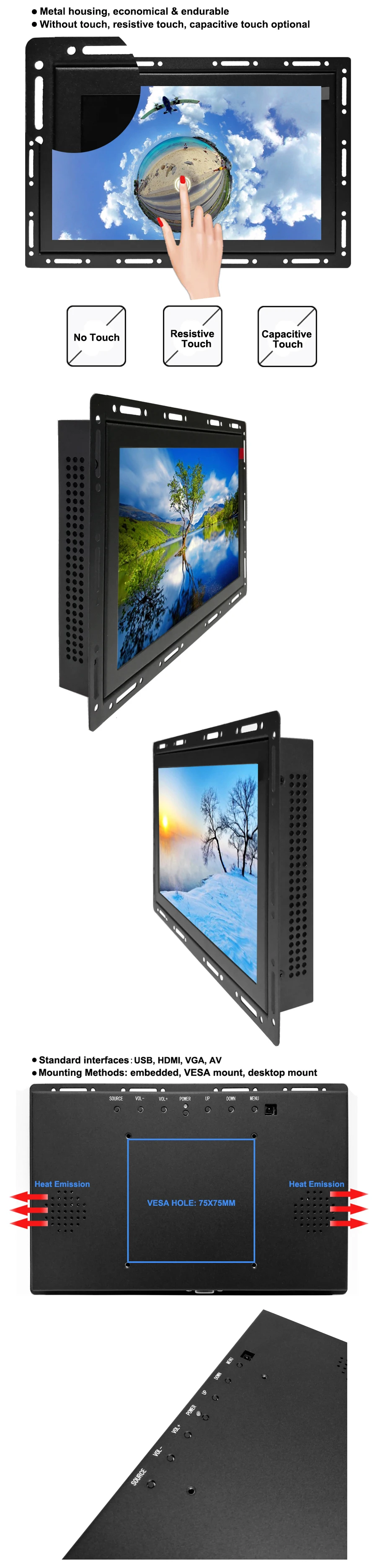 Capacitive Touch Screen 10.1 Inch Open Frame Lcd Monitor With Hdmi,Vga ...