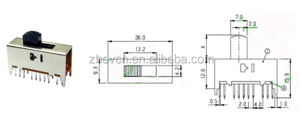 Ss-44d04 Dip 20 Brass Pins Slide Switch With 4p4t Button Height 7mm - Buy Ss-44d04 Switches,4p4t ...