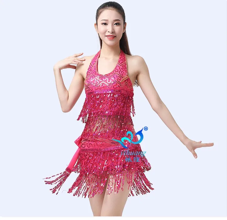 Women Sexy Latin Belly Dance Sequin Bra Tassel Top Party Club Wear ...