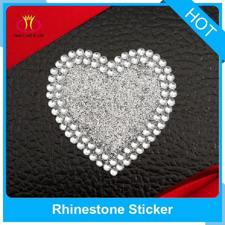 Rhinestone Diamante Embellishment Round Heart Gems Crystal Sticker ...