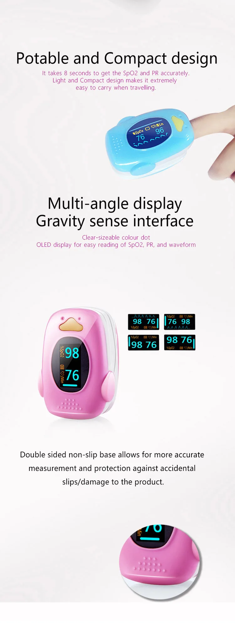 Portable Children Oxygen Monitor Paediatric Finger Pulse Oximeters ...