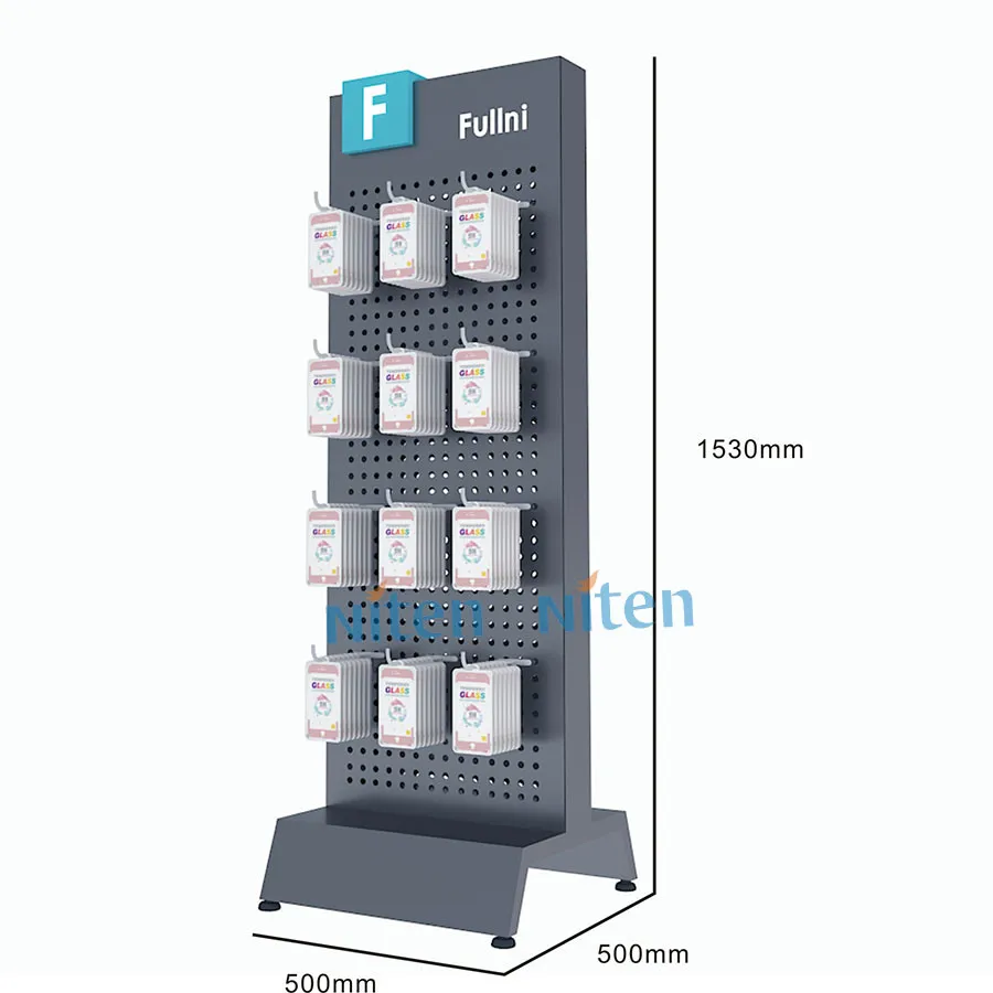 Mobile Cell Phone Accessories Metal Perforation Display Rack With Hooks ...