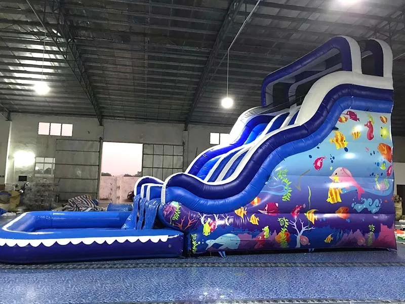 Amazing Blue Wave Inflatable Water Slide With Pool - Buy Inflatable ...