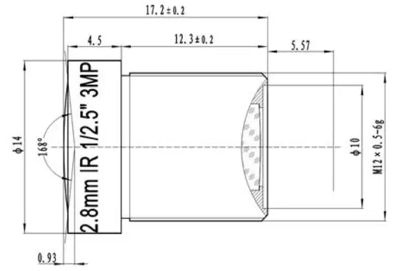 2.8 Mm 1/2.5" Format F1.8 3mp 2.8mm M12 Smount Ir Corrected Fixed Cctv ...