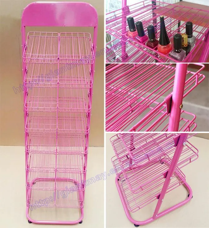 Retail Metal Wire Baskets Free Standing Custom Nail Polish Display Rack ...