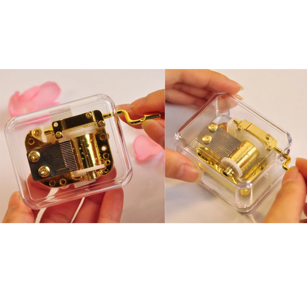 18 Notes Hand Crank Musical Box Mechanism With Acrylic Board Music Box ...