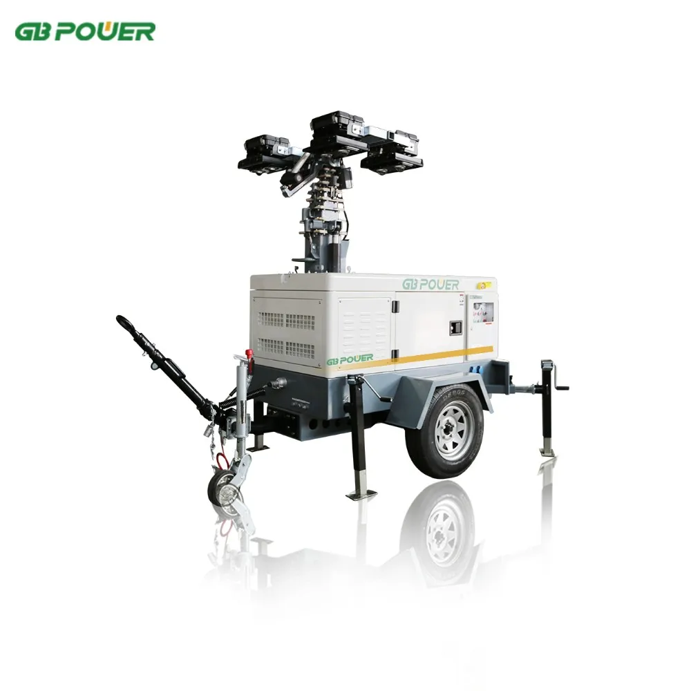 1 Phase 8kw Flood Light Mobile Tower Generator Made in China