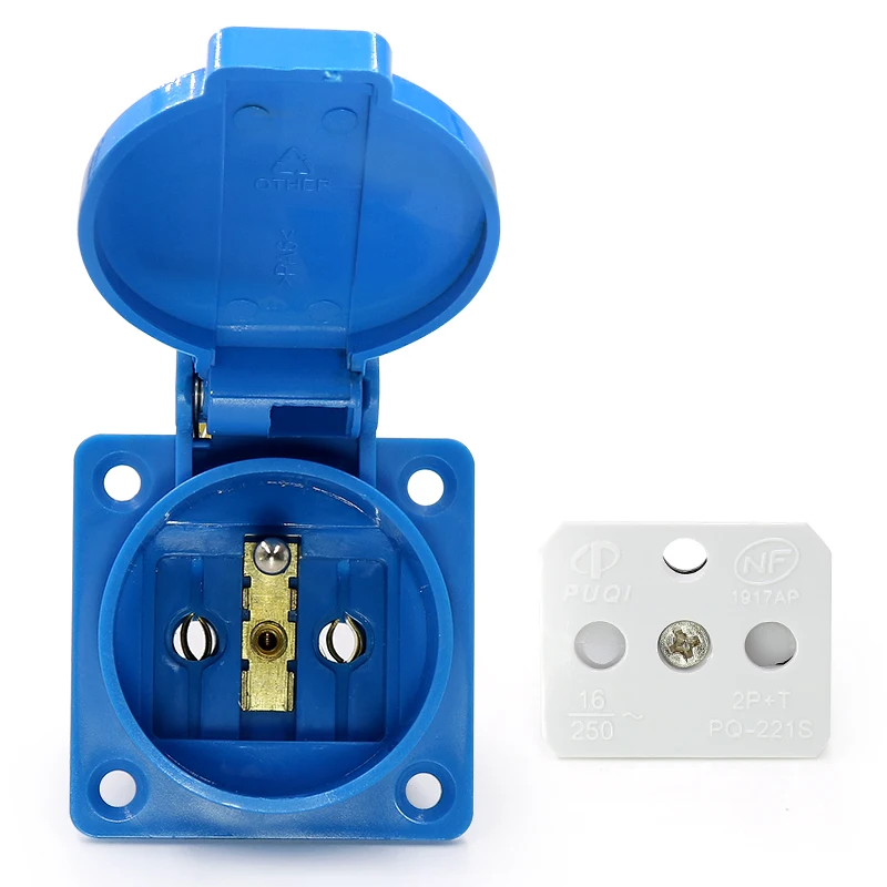 French Waterproof Connector Socket with Safety Shutter 16A 250V IP44