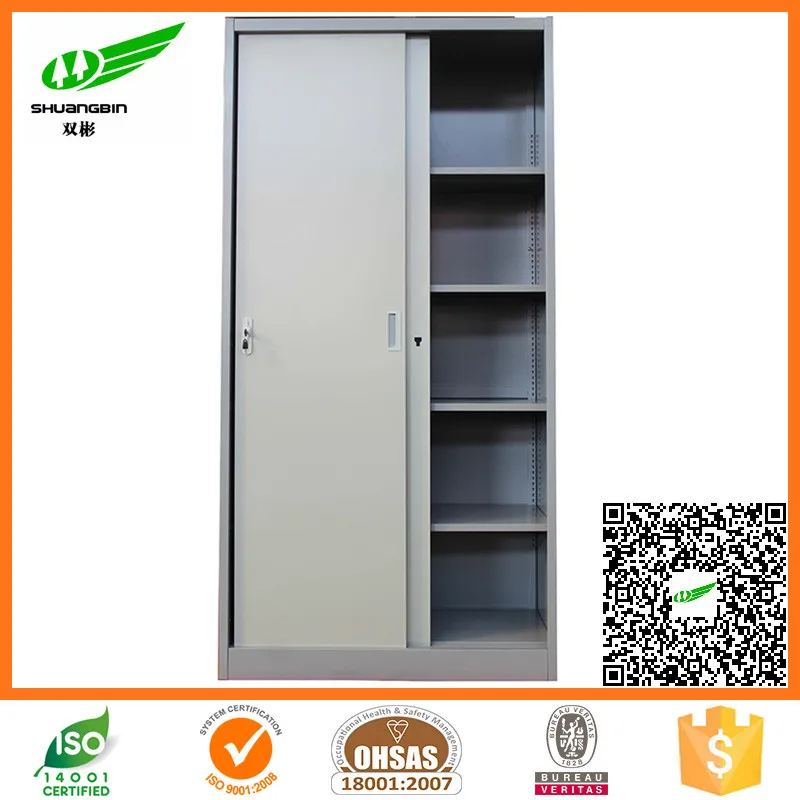 Metal Furniture Book Steel Almirah Library With Glass Sliding Door ...
