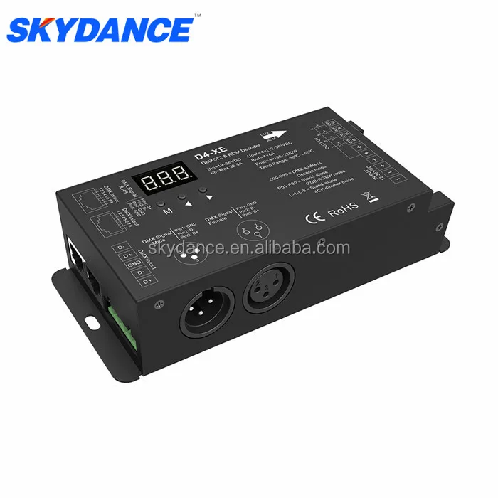 Skydance D4-xe Dmx 512 Rdm Decoder Rgb Rgbw 12v 36v 4 Channels Dmx512 Led Strip Controller - Buy ...