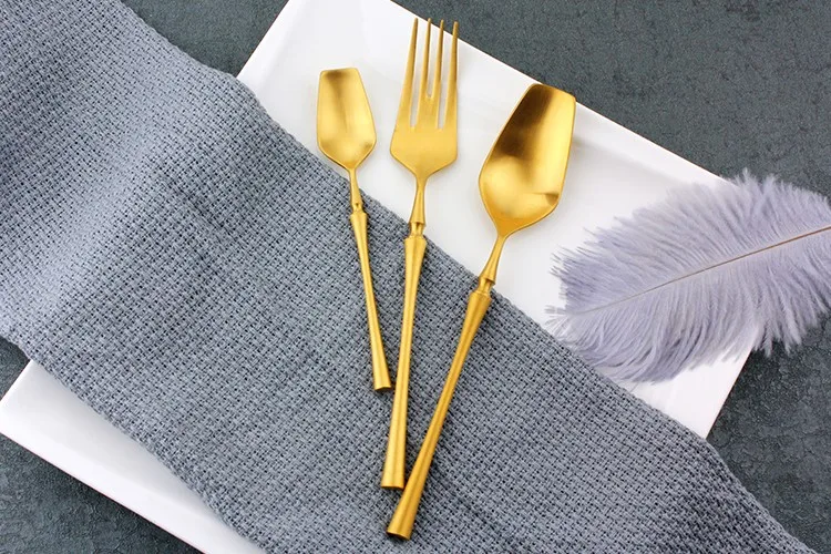 Handmade Matte Gold Thailand Stainless Steel Luxury Spoon Flatware ...