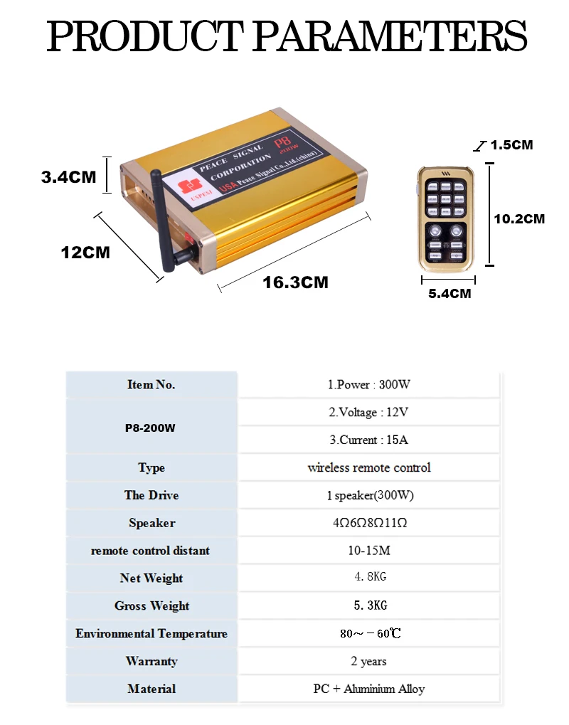 ISO 9001 CE ECE IP68 Certificated P8 S 300W Siren for Ambulance