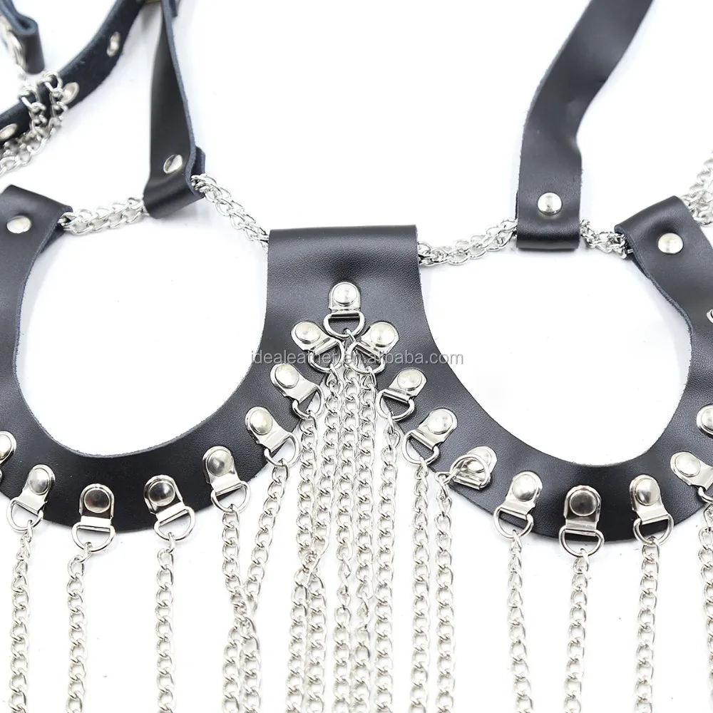 Women Genuine Leather Bondage Chain Clothe Belt Restraints Night Club ...