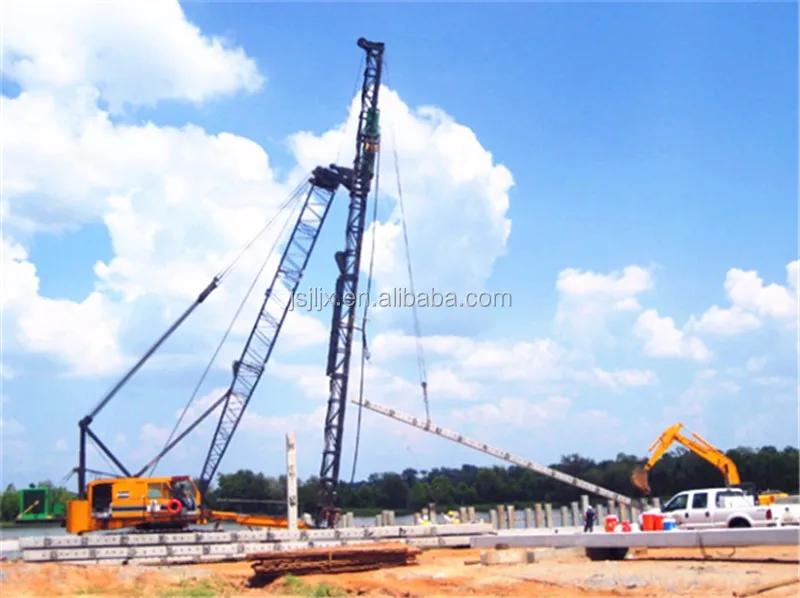 Diesel Pile Hammer With Pile Leader Mounted To Crane And Excavator ...
