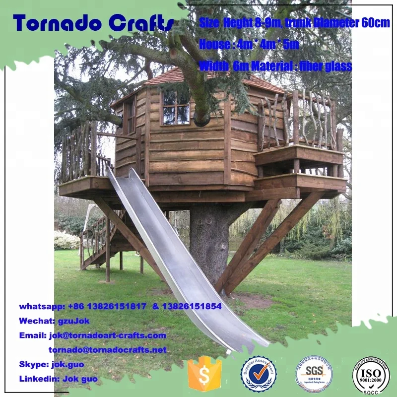 Custom Outdoor Fiberglass Big Tree House Artificial Tree House For Kids ...