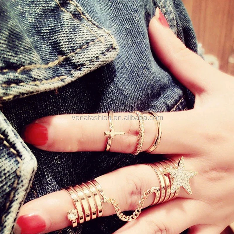 Star Finger With Chain Double Finger Ring - Buy Double Finger Ring ...