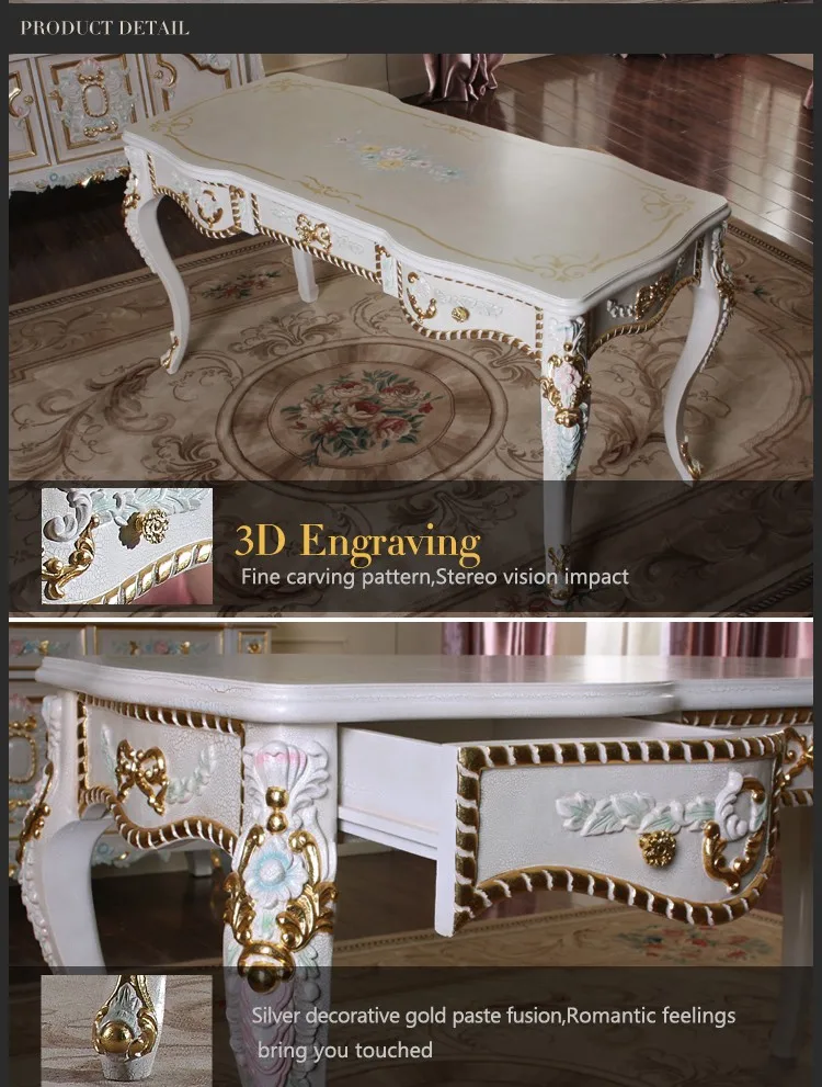 Baroque Style Study Room Furniture Solid Wood Hand Carved Classic ...