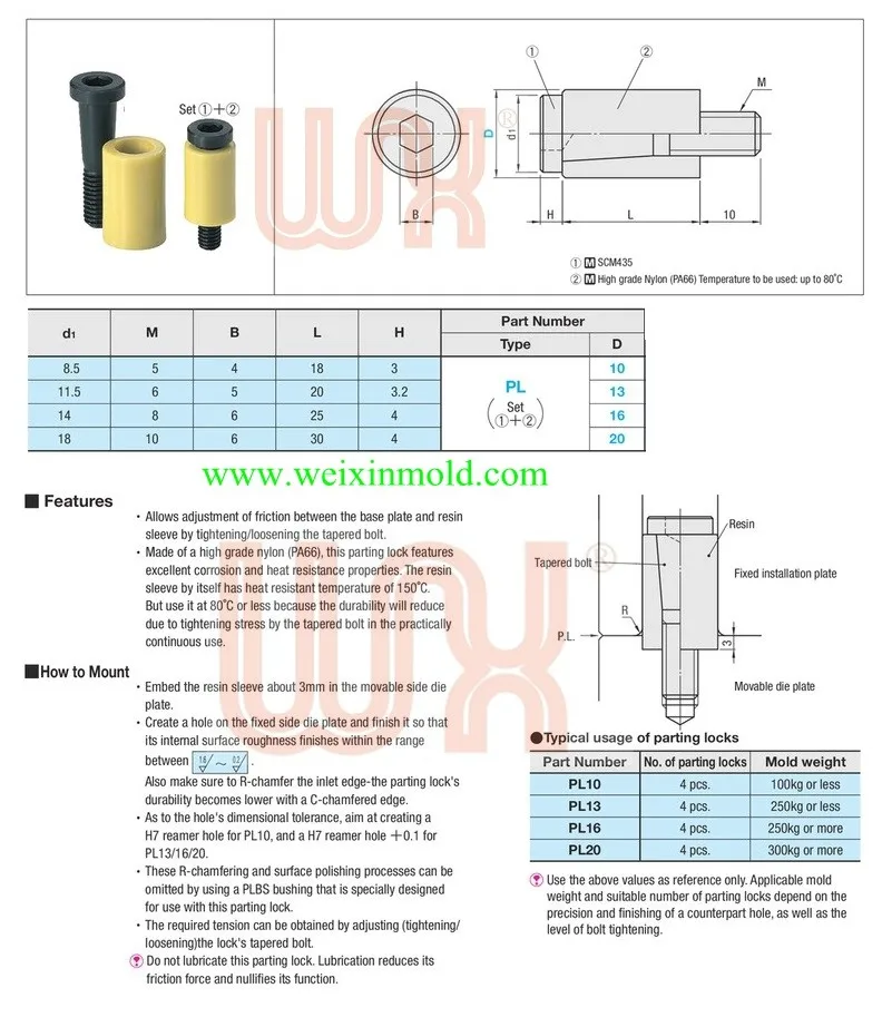 Misumi PL Parting Lock - Reliable Vehicle Mould Solutions