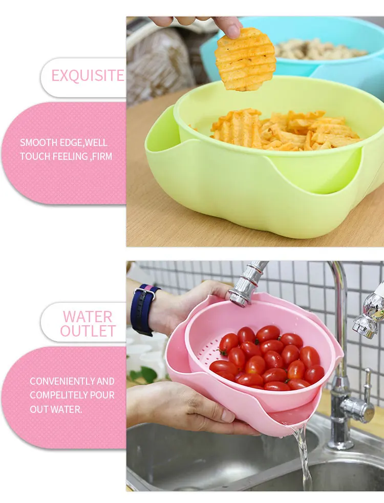 Food Container Storage Plastic Fruit Bowl Dish Dual-layer Fruit Bowl ...
