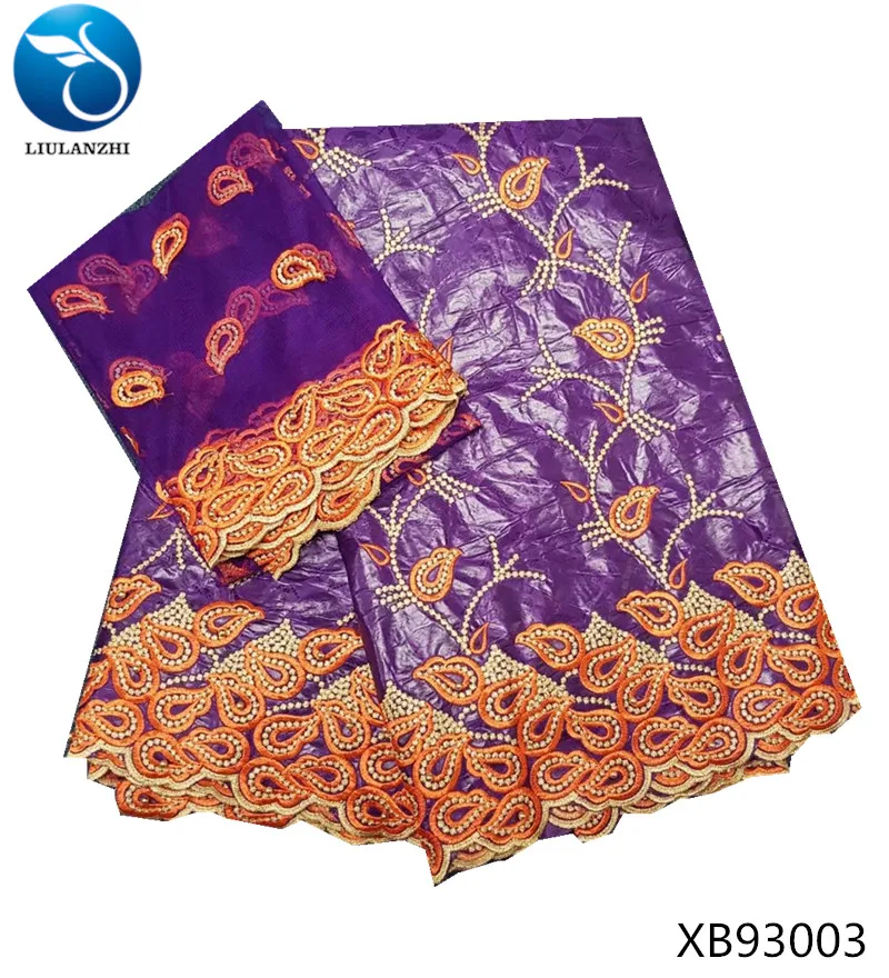 Beautifical Embroidery Fabric 7 Yards Red Bazin Dressing Bazin African ...