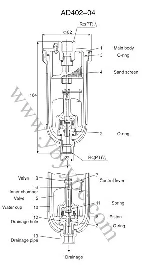 Pneumatic High Pressure Auto Drain For Air Compressor Ad402-04,Air ...