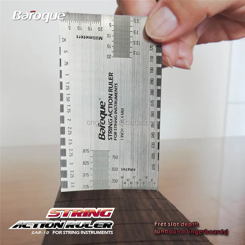 Baroque Stainless Steel Guitar & Bass String Action Gauge Tool