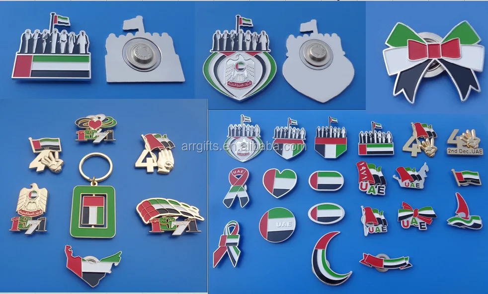 Custom Uae 46th National Flag Logo And Falcon Lapel Pin Badge - Buy ...