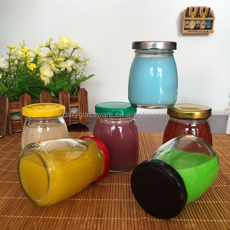 100ml 200ml 300ml Fatter Pudding Glass Jars with Plastic Caps