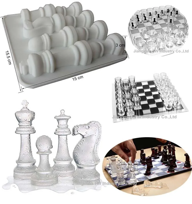 Set Of 2 Pcs Custom Logo Printing Silicone Chess Ice Cube Trays - Buy ...