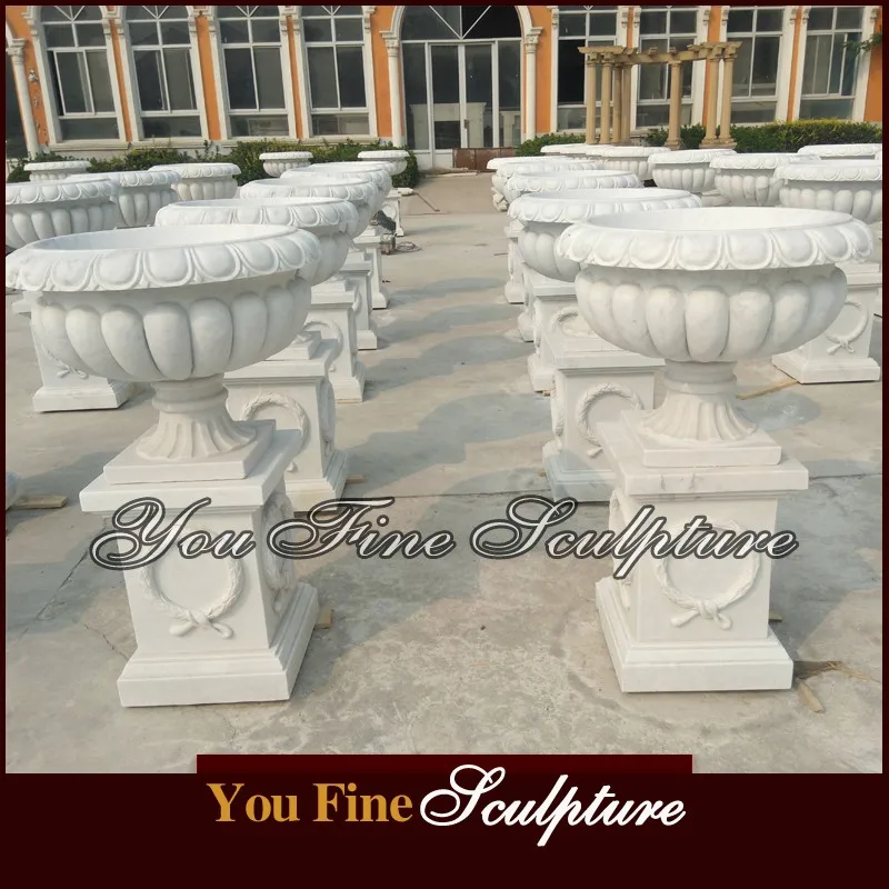Outdoor Decorative White Stone Flower Pots For Garden - Buy Stone ...