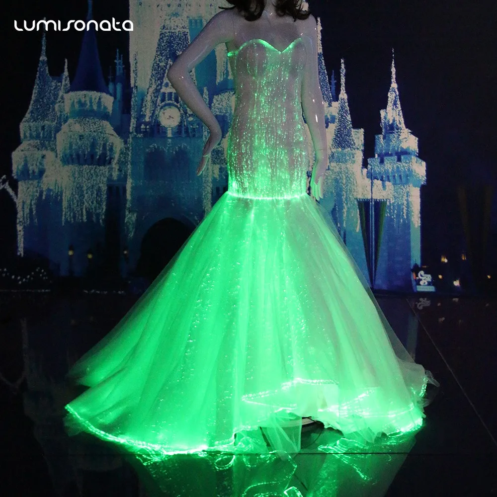 LED Light up Luminous Fiber Optic Wedding Dress - 5-12hrs Battery
