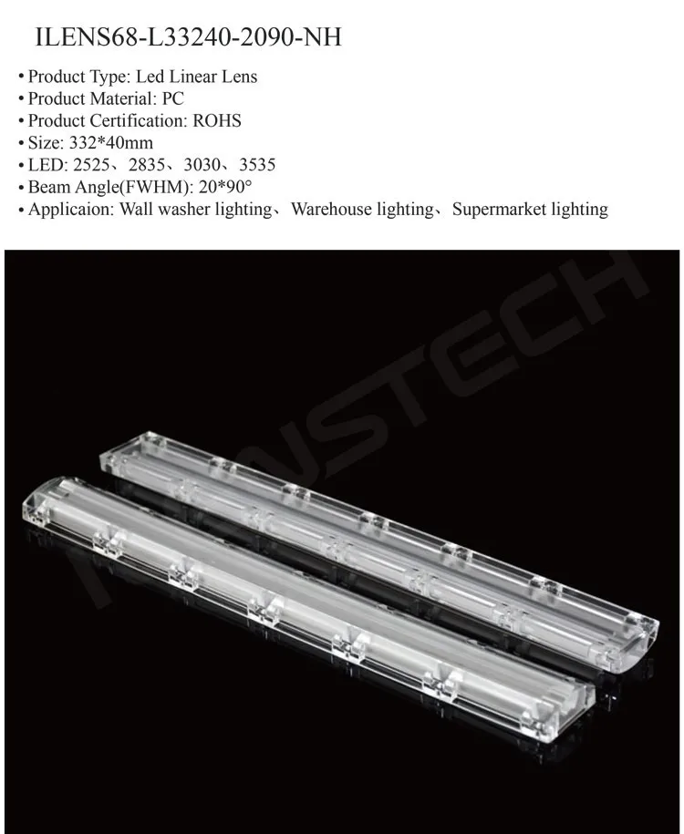 Optical LED Lens 20x90 Degree - Frosted Acrylic for Strip Light