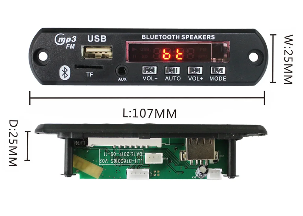 12V FM USB Car MP3 Player Module - JLH-BT62016S