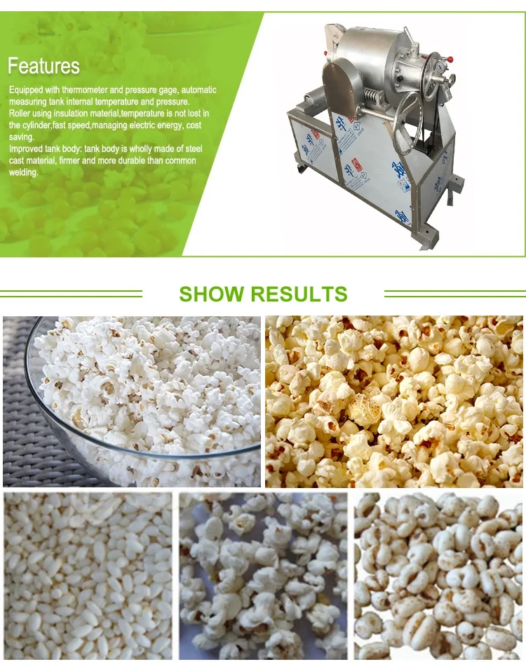 Automatic Hot Air Flow Rice Grain Cereal Puffing Machine
