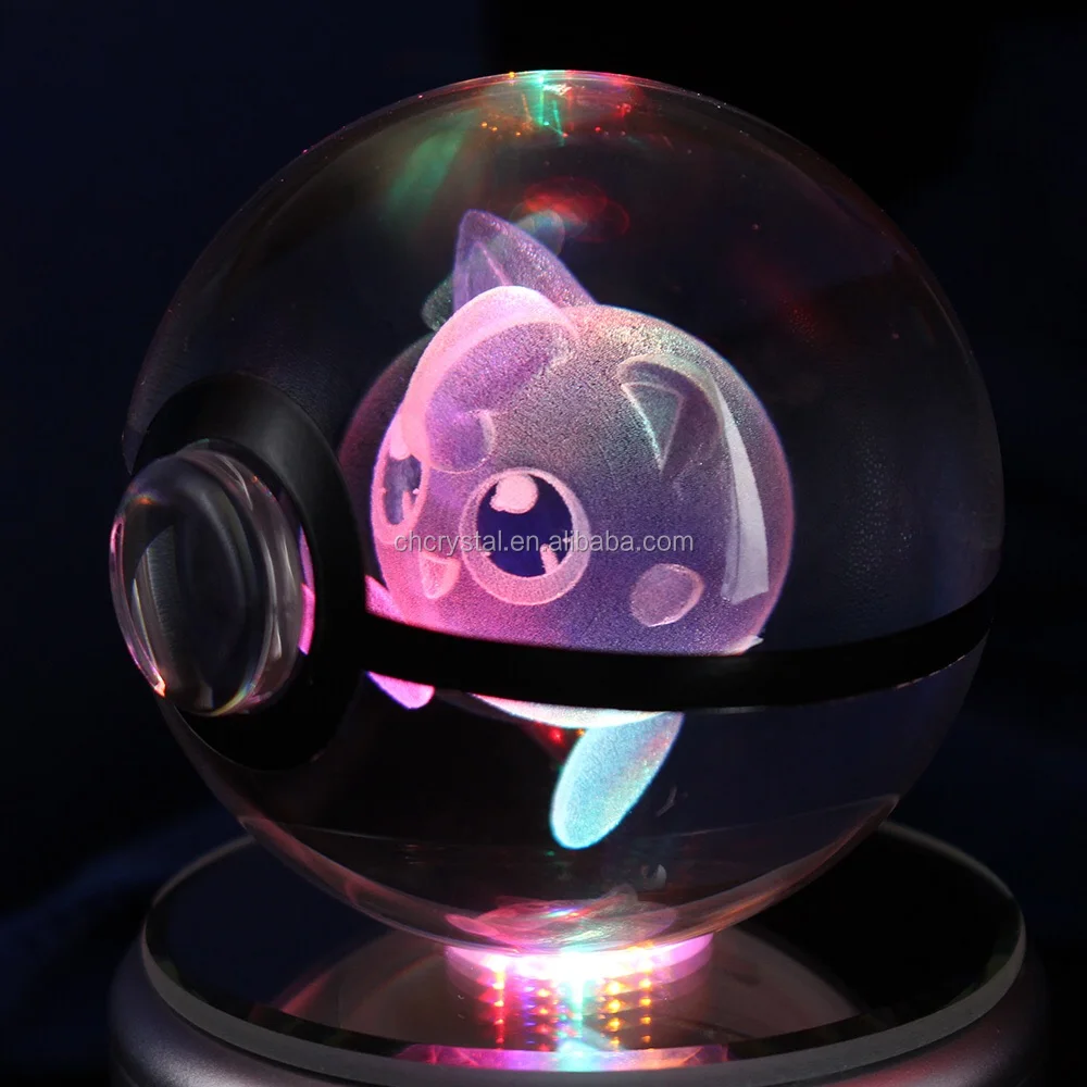 Mh-q0172 3d Laser Engraving Pikachu Ball Led Light Base Pikachu Crystal ...