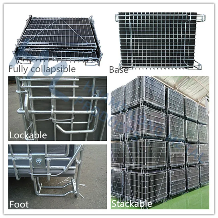 Industrial steel folding stacking metal wire mesh PET preform storage ...