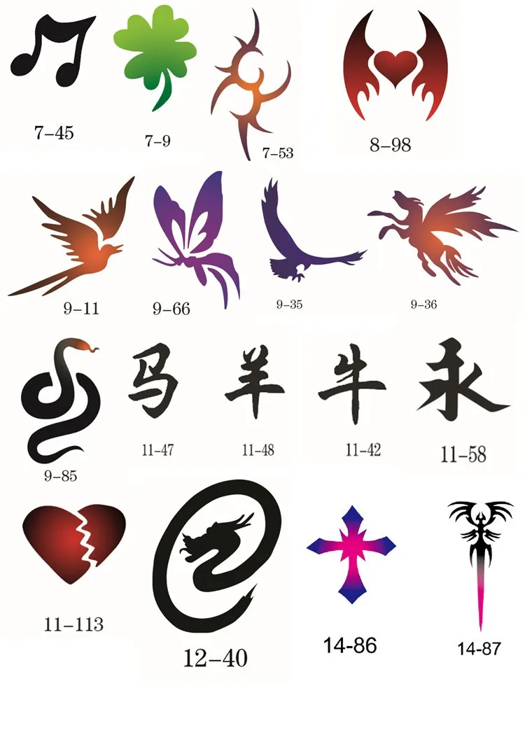 Waterproof Self-adhesive Stencils Temporary Tattoo Stickers For Body ...