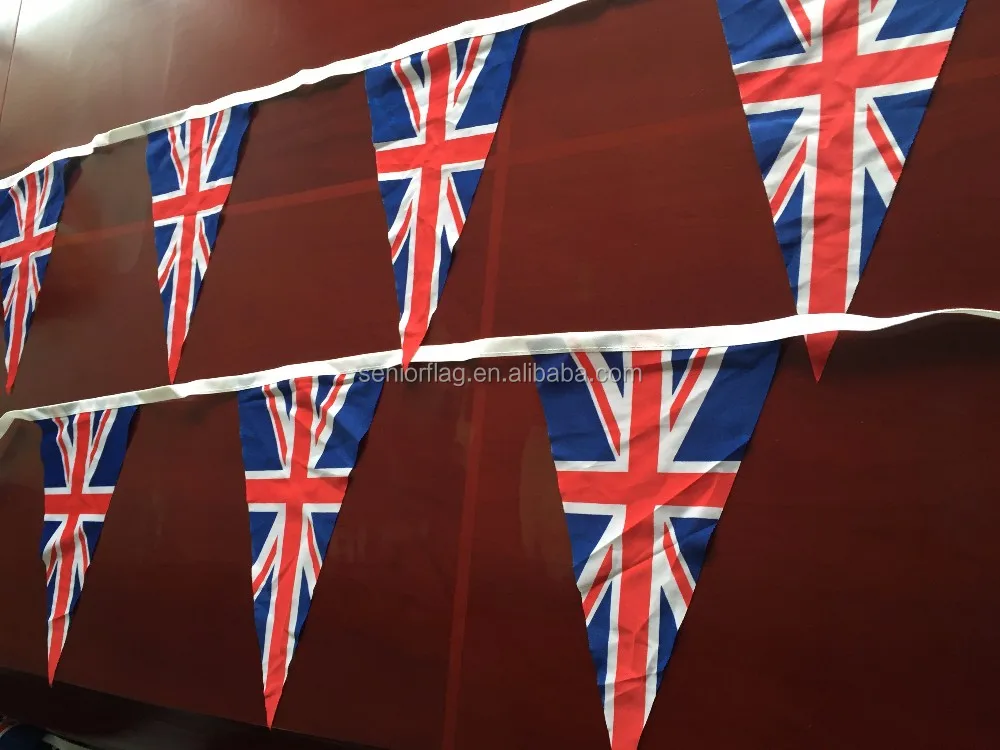 Decorative Polyester Fabric Printed Triangle Pennant String British ...