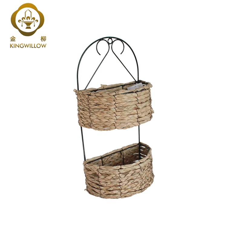 Half Round Hanging Flower Pot Basket Straw Metal Basket For Planting ...
