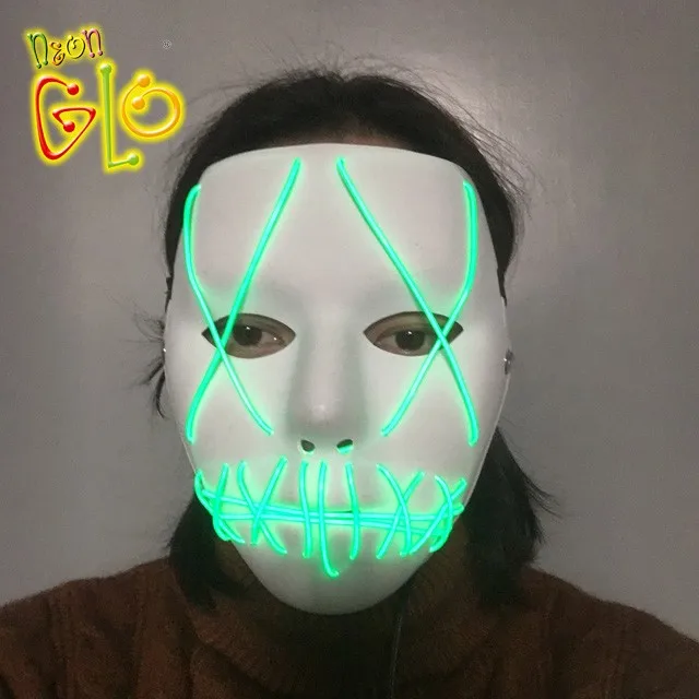 Light Up Glow Neon El Wire Mask Halloween Mask For April Fool's Day ...