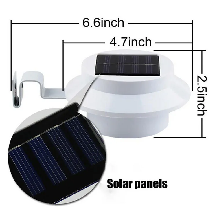 3 Led Outdoor Solar Led Gutter Lights Solar Outdoor Fence Post Lights ...