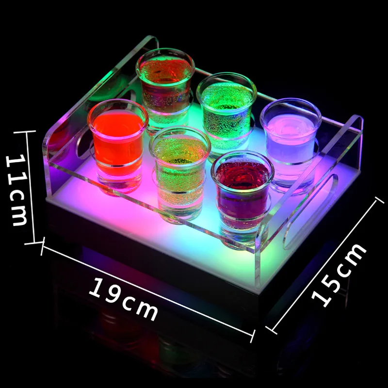 Colorful Led Light Up Shot Glass Tray Led Acrylic Tray For Cups Shot ...