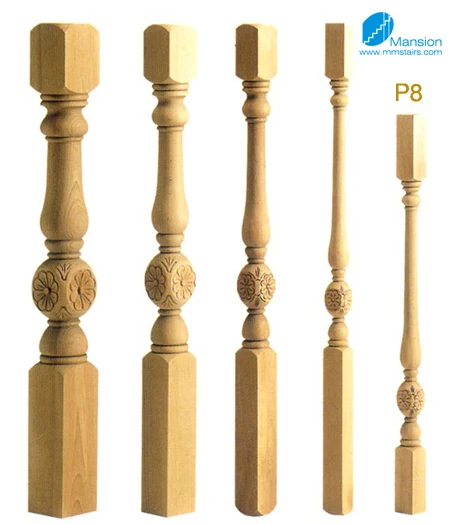 Decorative Stair Railing Solid Wooden Stair Pillars Roman Pillars, View ...
