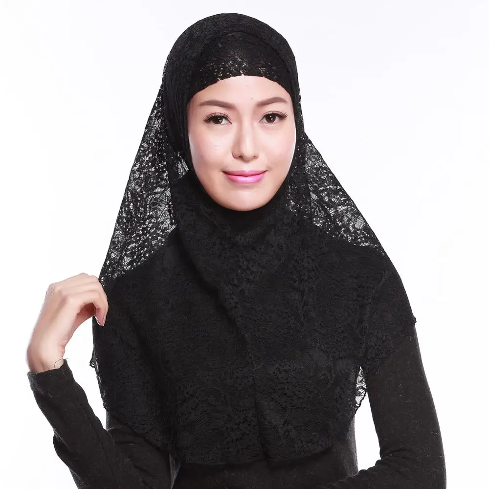 Muslim Lace Two Peices Hijab Islamic Fashion Hijab Hs105 - Buy Lace Two ...