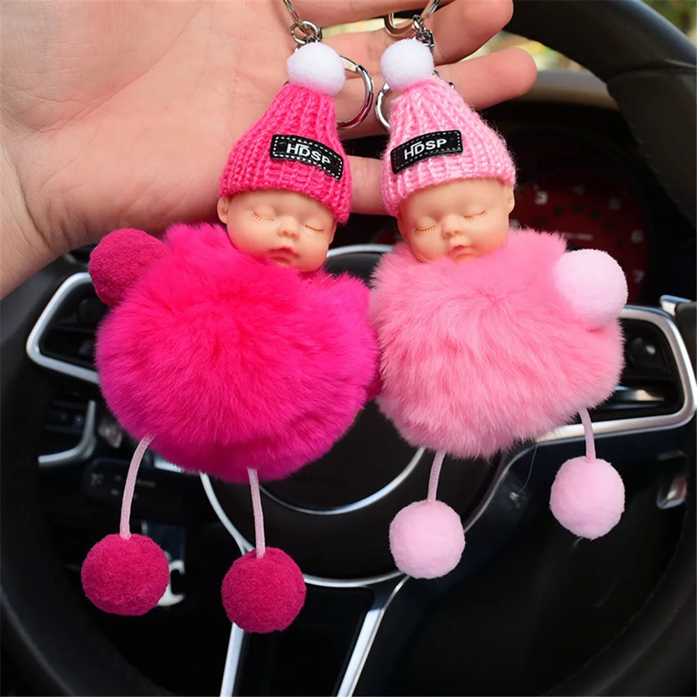 Cute Mini Sleeping Baby Dolls Plush Keychain Toys
