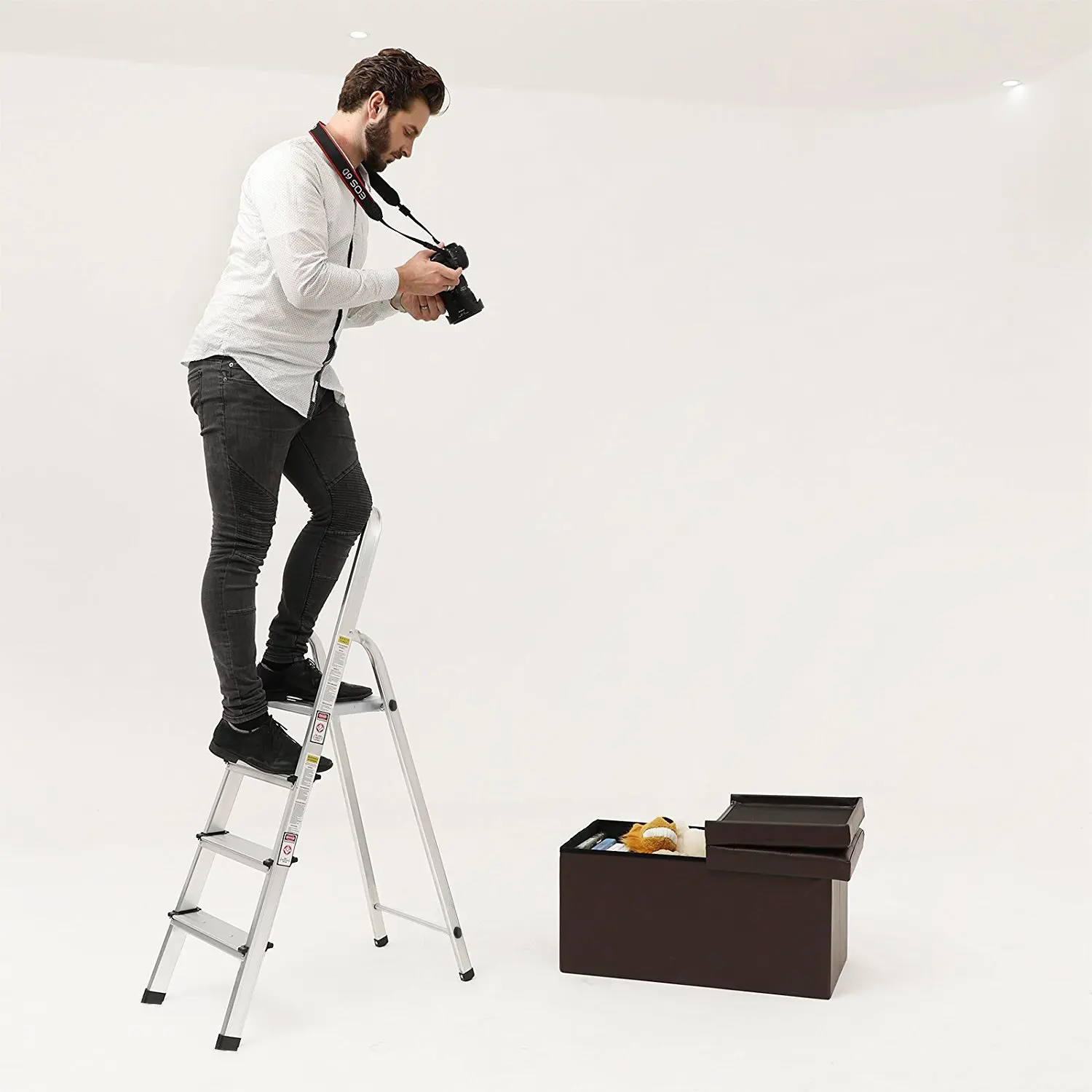 330lbs Aluminium 3 Step Sliding Ladder Indoor Use - Buy Aluminium ...