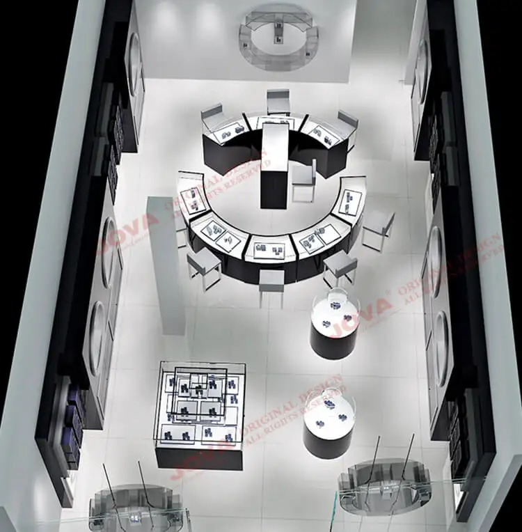 Watch Showroom Interior Design Glass Showcase Wall Watch Display Case ...