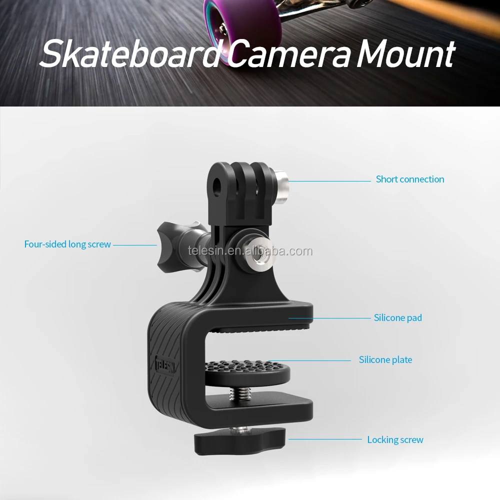 Telesin Rotatable Multi Functional Skateboard Mount Stand Clip Holder ...