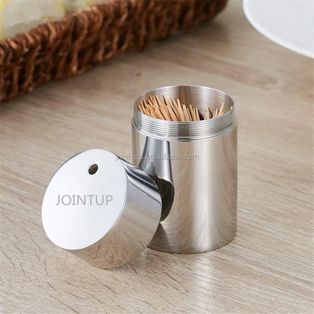 Durable Rustproof Portable Round Metal Toothpick Dispenser