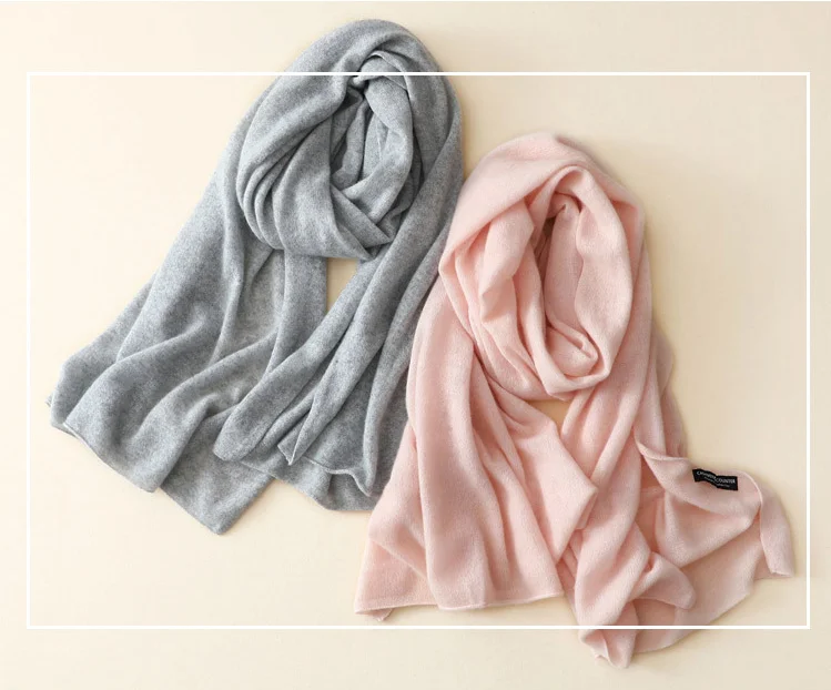 Women 100% Cashmere Pure Color Scarves Winter Ladies Cashmre Scarf ...
